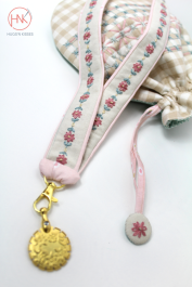 Embroidered floral lanyard by Helen Stubbings of Hugs 'n Kisses